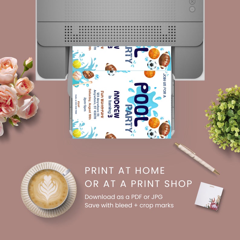 Pool Party Birthday Spanish Invitation, Let's Get Cool, Boys Pool Party ...