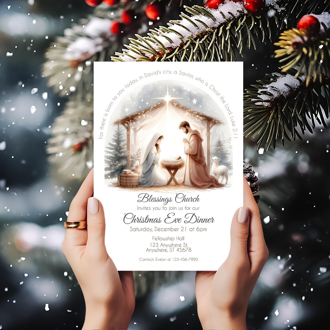 Editable Nativity Christmas Invitation, Christian Christmas, Church ...