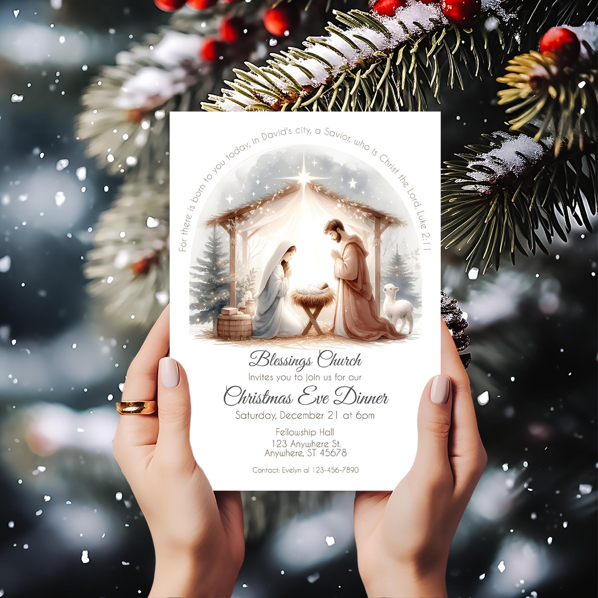 Editable Nativity Christmas Invitation, Christian Christmas, Church ...