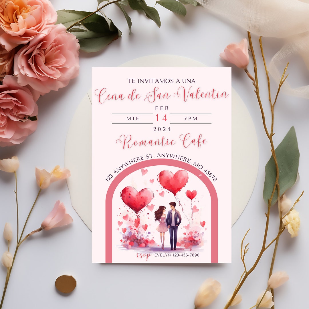 Spanish Valentines Day Dinner Invite, Dia Del Amor Invitacion, Dia De ...