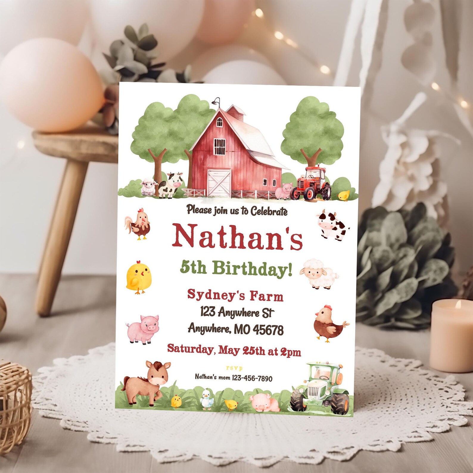 Farm Birthday Invitation, Boy Birthday Invite, Farmer Birthday, Farm ...