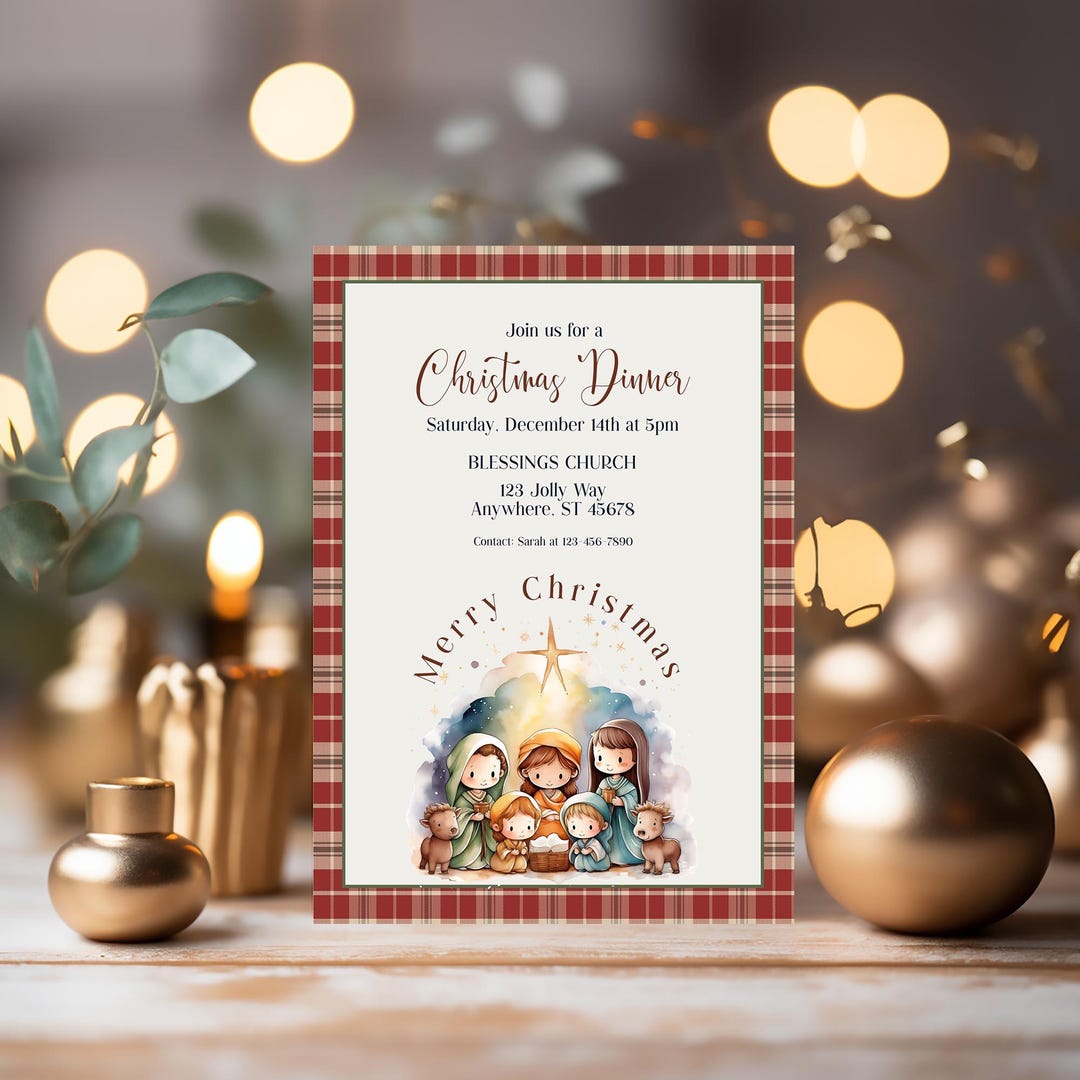 Editable Nativity Christmas Invitation, Church Christmas Dinner ...