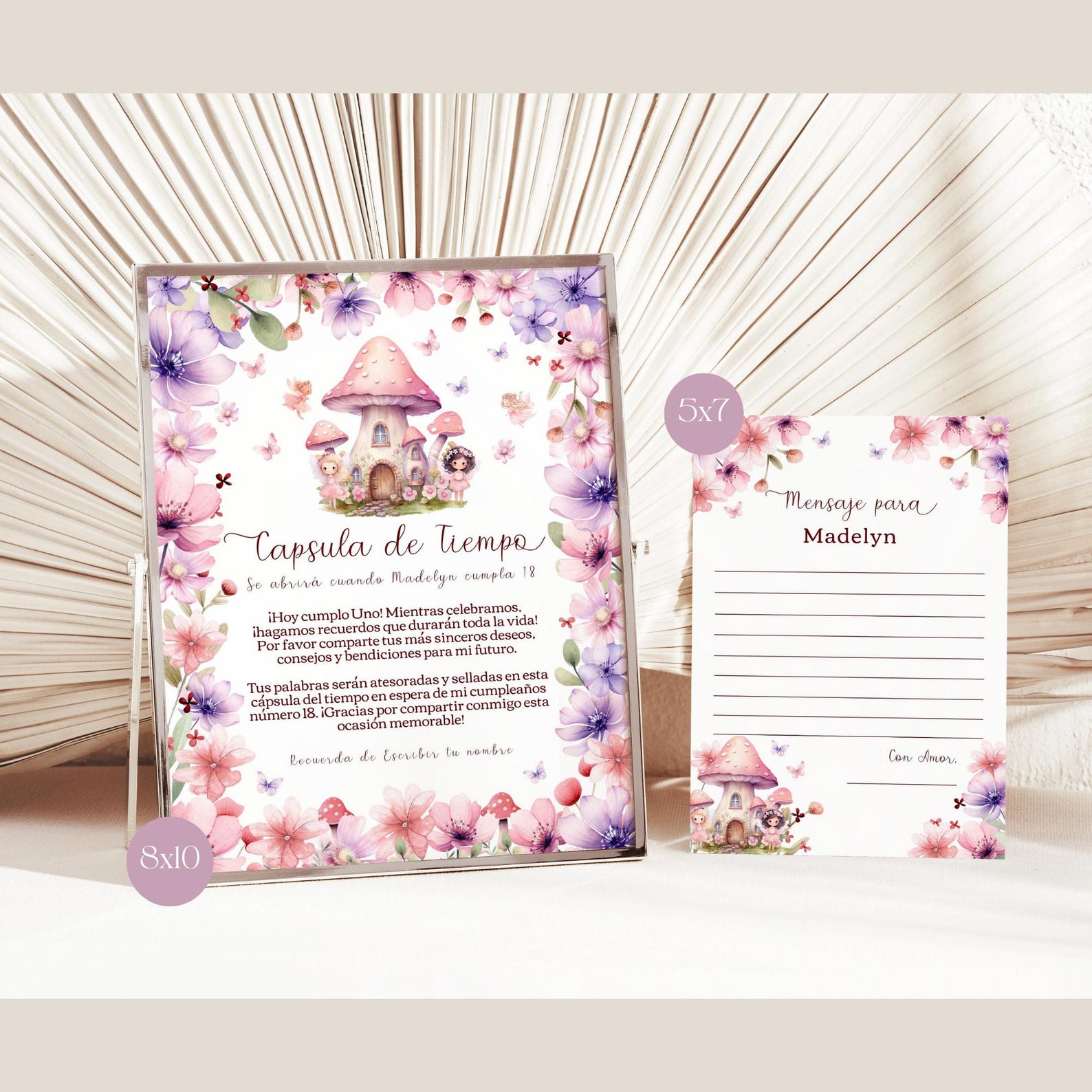 Editable Spanish Fairy Time Capsule & Matching Note Card, Printable ...