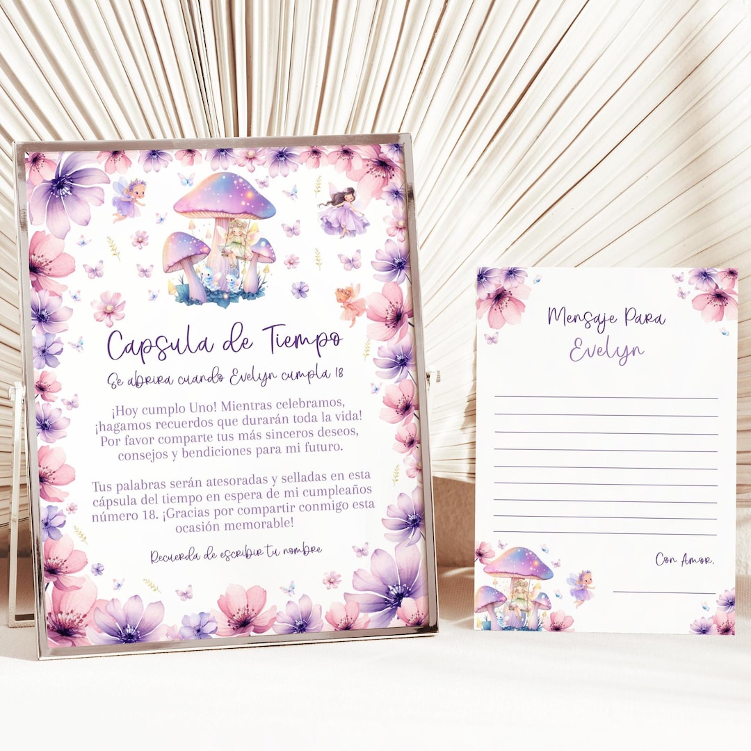 Editable Spanish Fairy Time Capsule & Matching Note Card, Printable ...