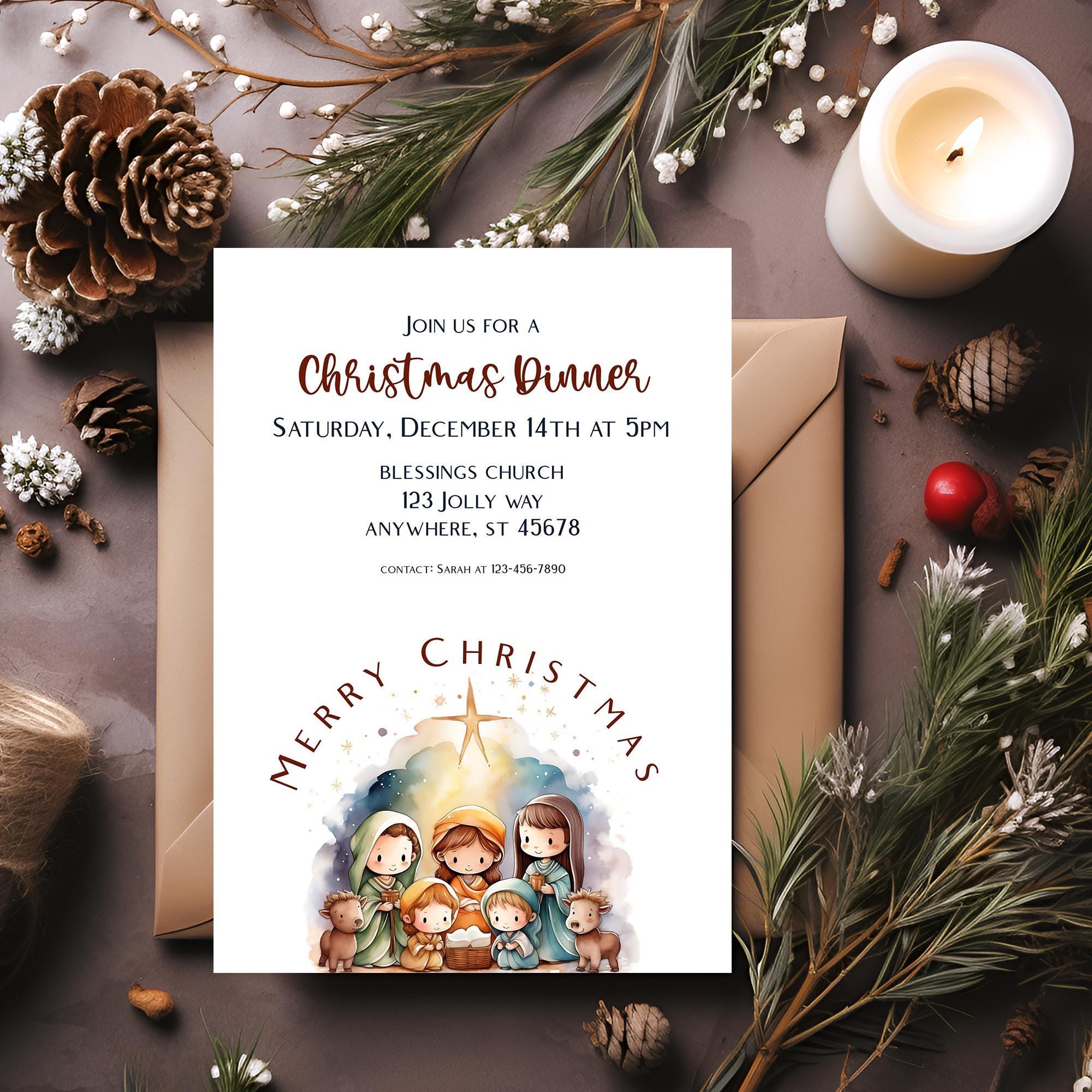 Editable Nativity Christmas Invitation, Religious Invite, Church ...
