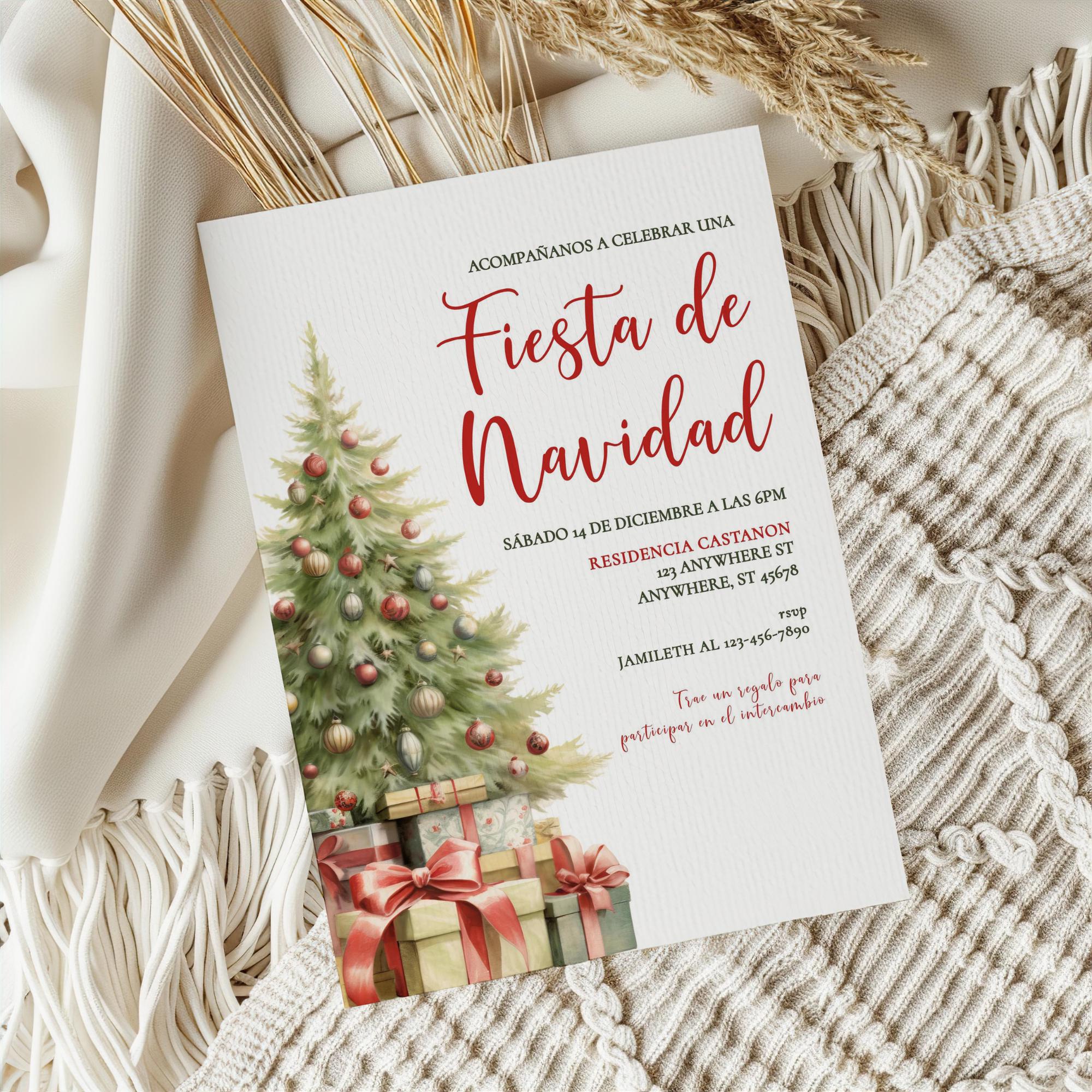 Spanish Christmas Party Invitation, Christmas Dinner Party, Holiday ...