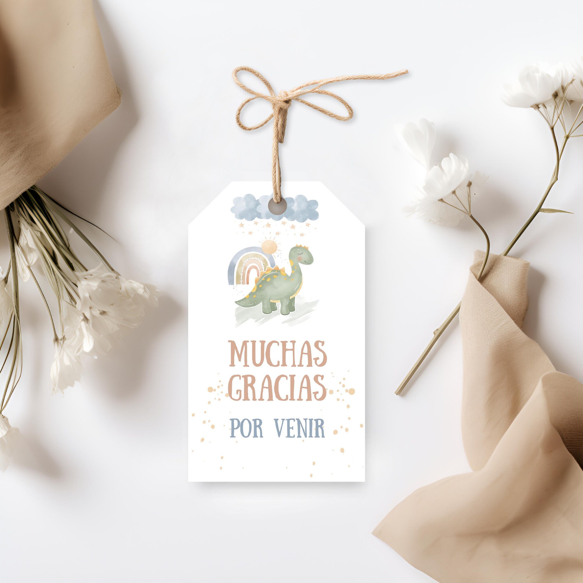 Spanish Dino Favor Tag, Spanish Thank You Tag, Gifts Tags, Birthday ...