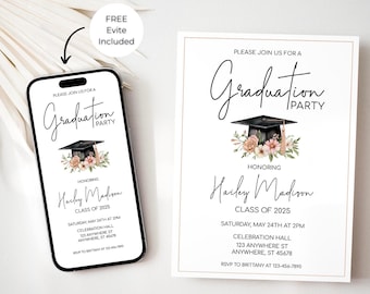 Editable Spanish Graduation Party Invitation, Graduation Announcement ...
