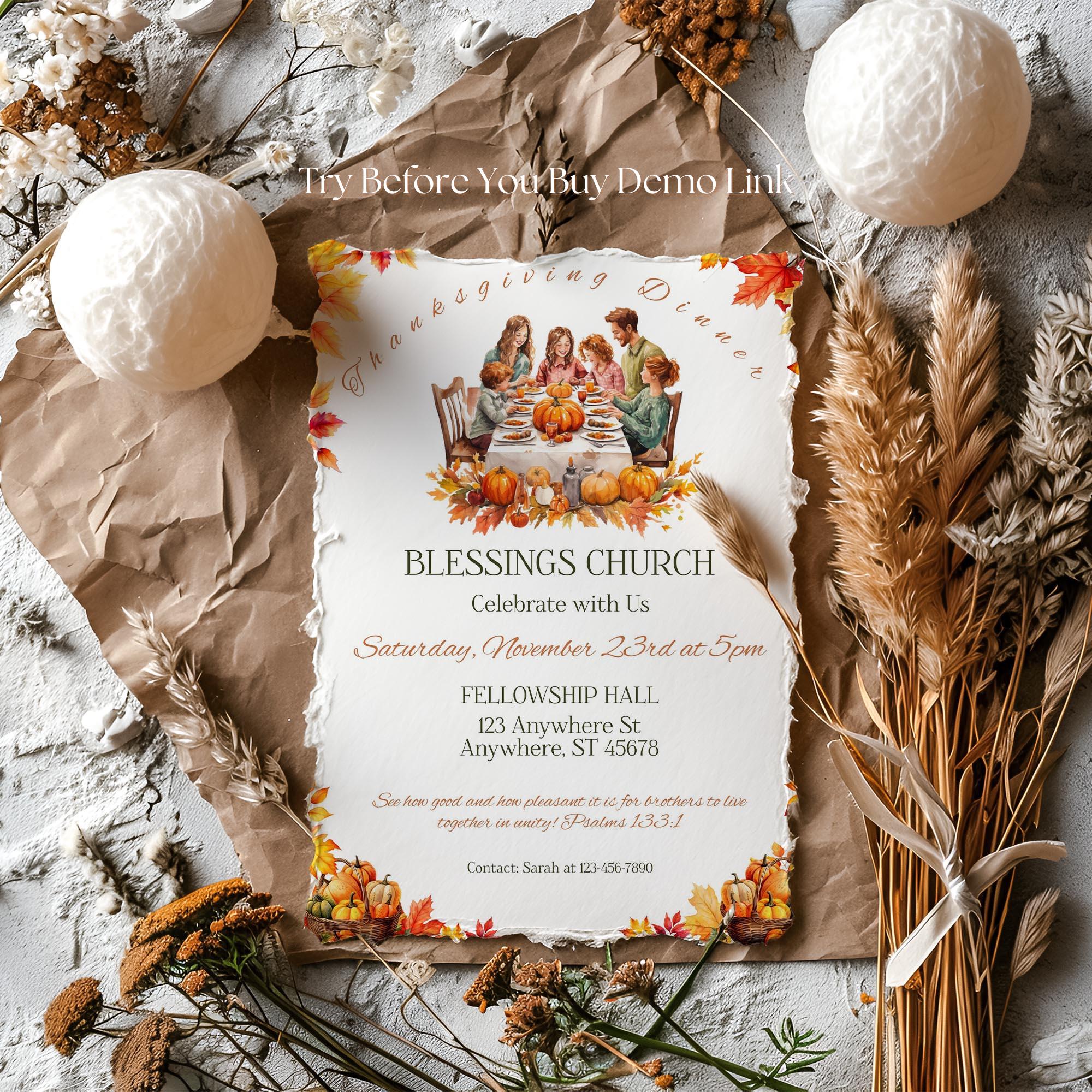 Religious Thanksgiving Dinner Invitation, Let's Gather Invitation ...