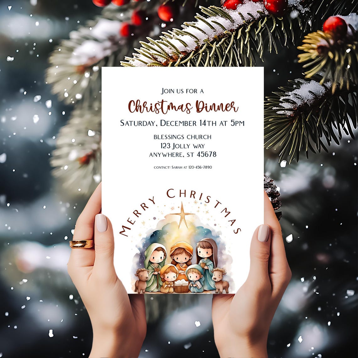 Editable Nativity Christmas Invitation, Religious Invite, Church ...
