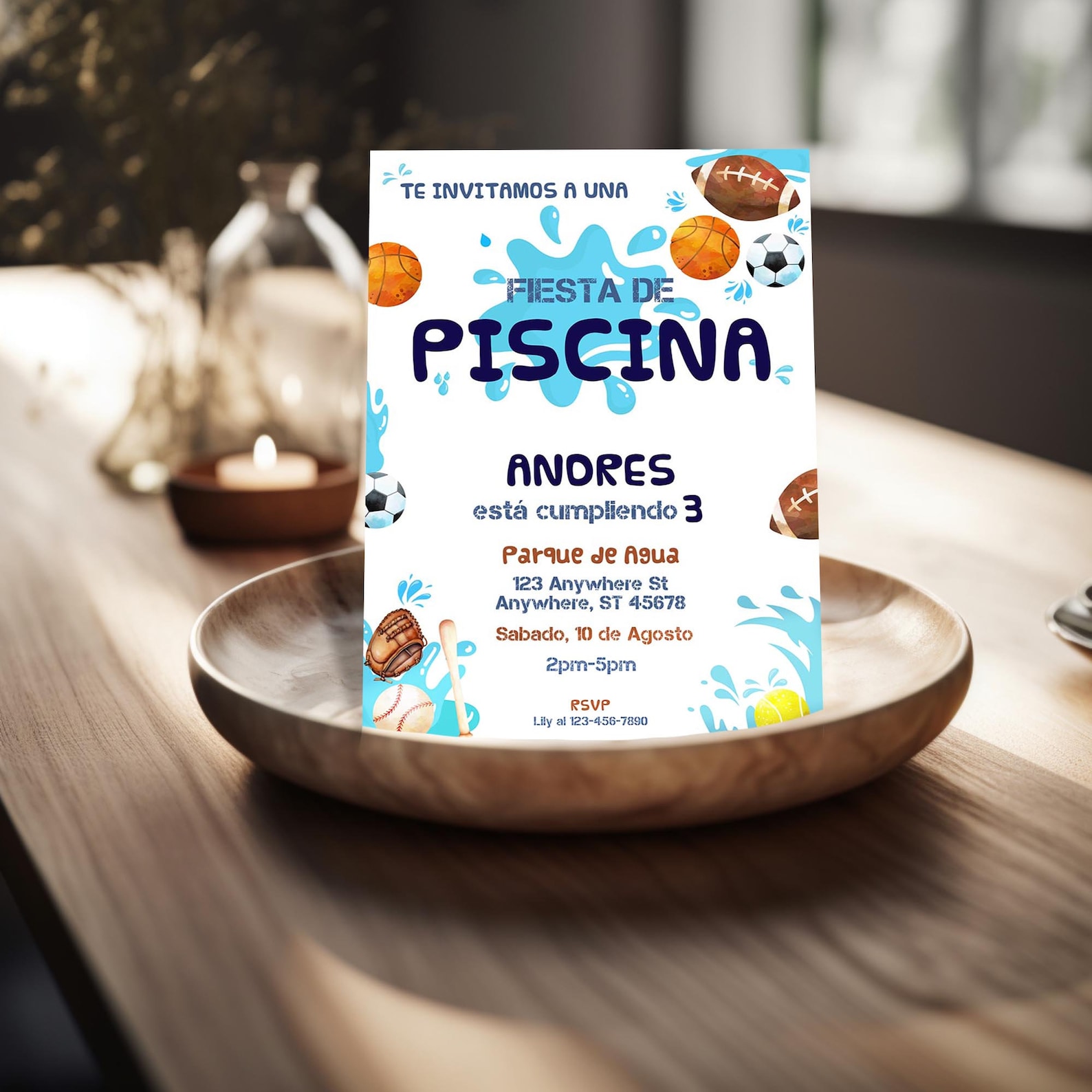 Pool Party Birthday Spanish Invitation, Let's Get Cool, Boys Pool Party ...