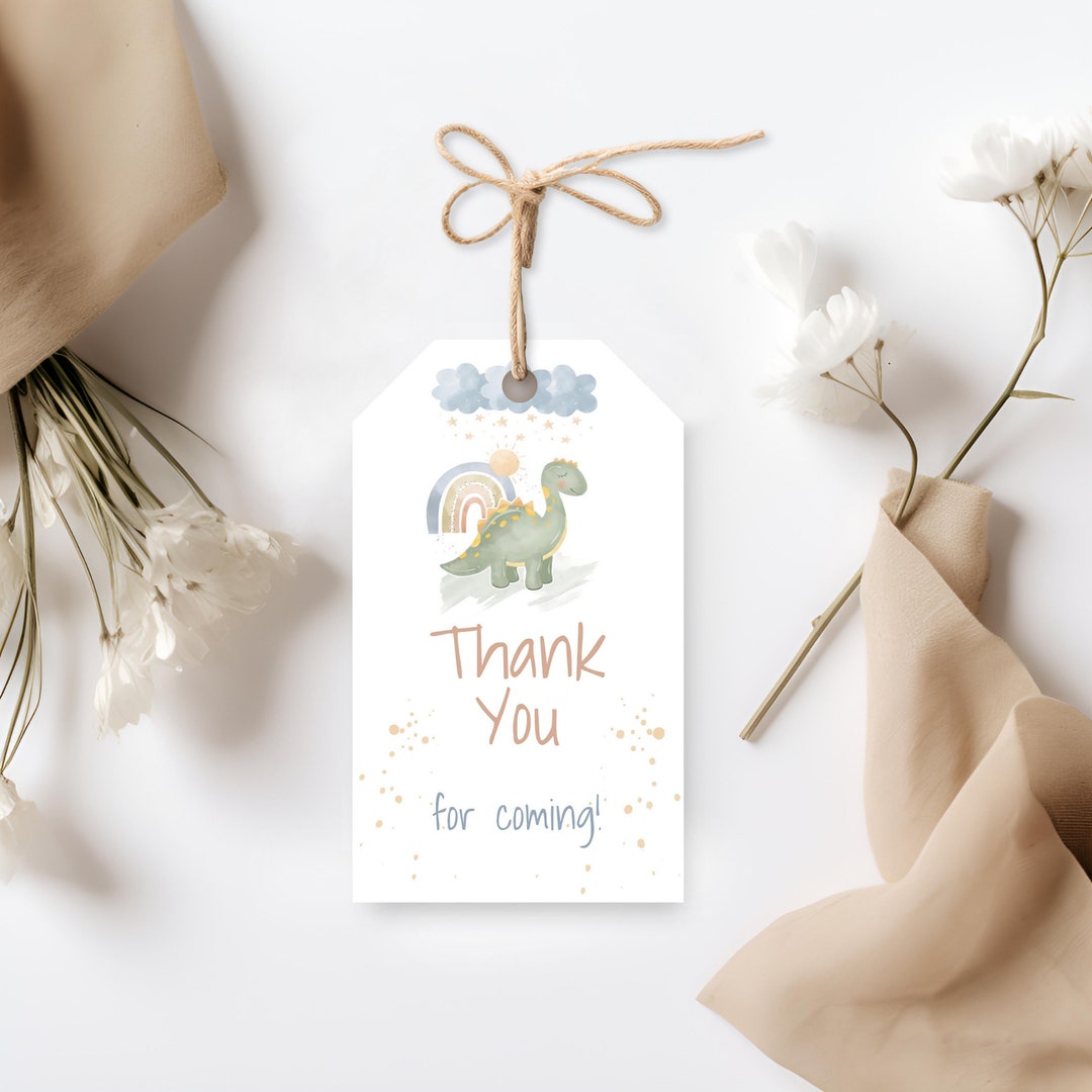 Editable Dino Favor Tag, Thank You Tag, Gift Tags, Birthday Favor Tags ...