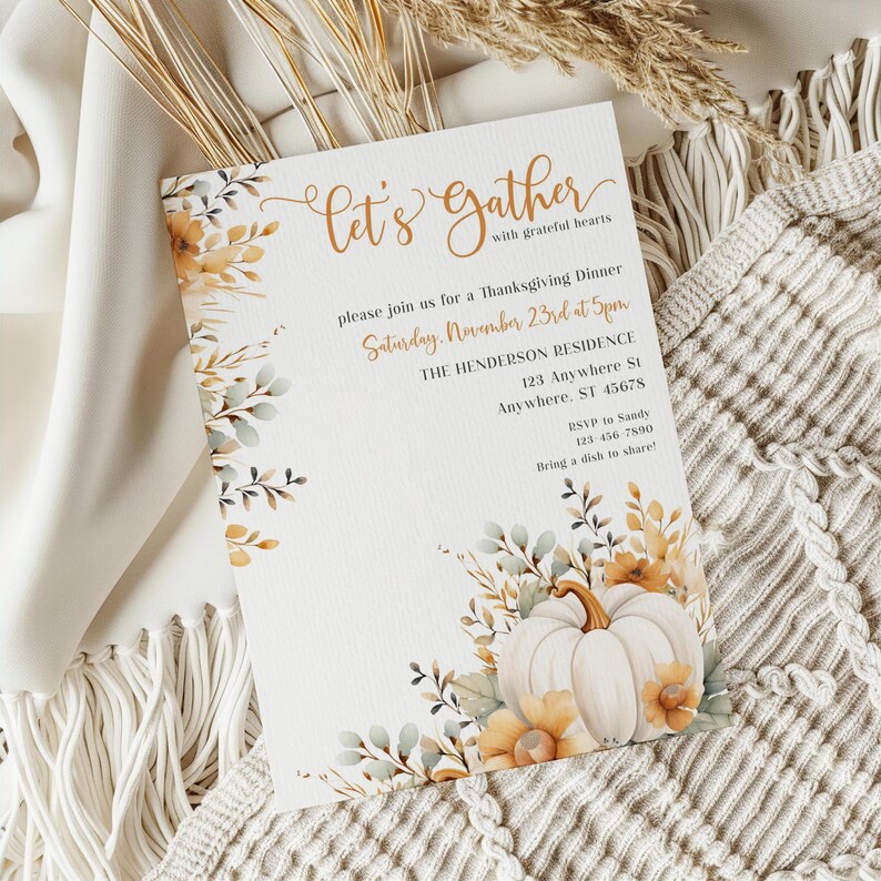 Editable Thanksgiving Invitation, Religious Thanksgiving Invitation ...