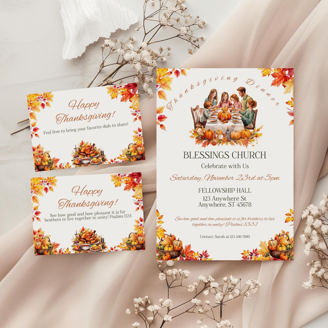 Religious Thanksgiving Dinner Invitation, Let's Gather Invitation ...
