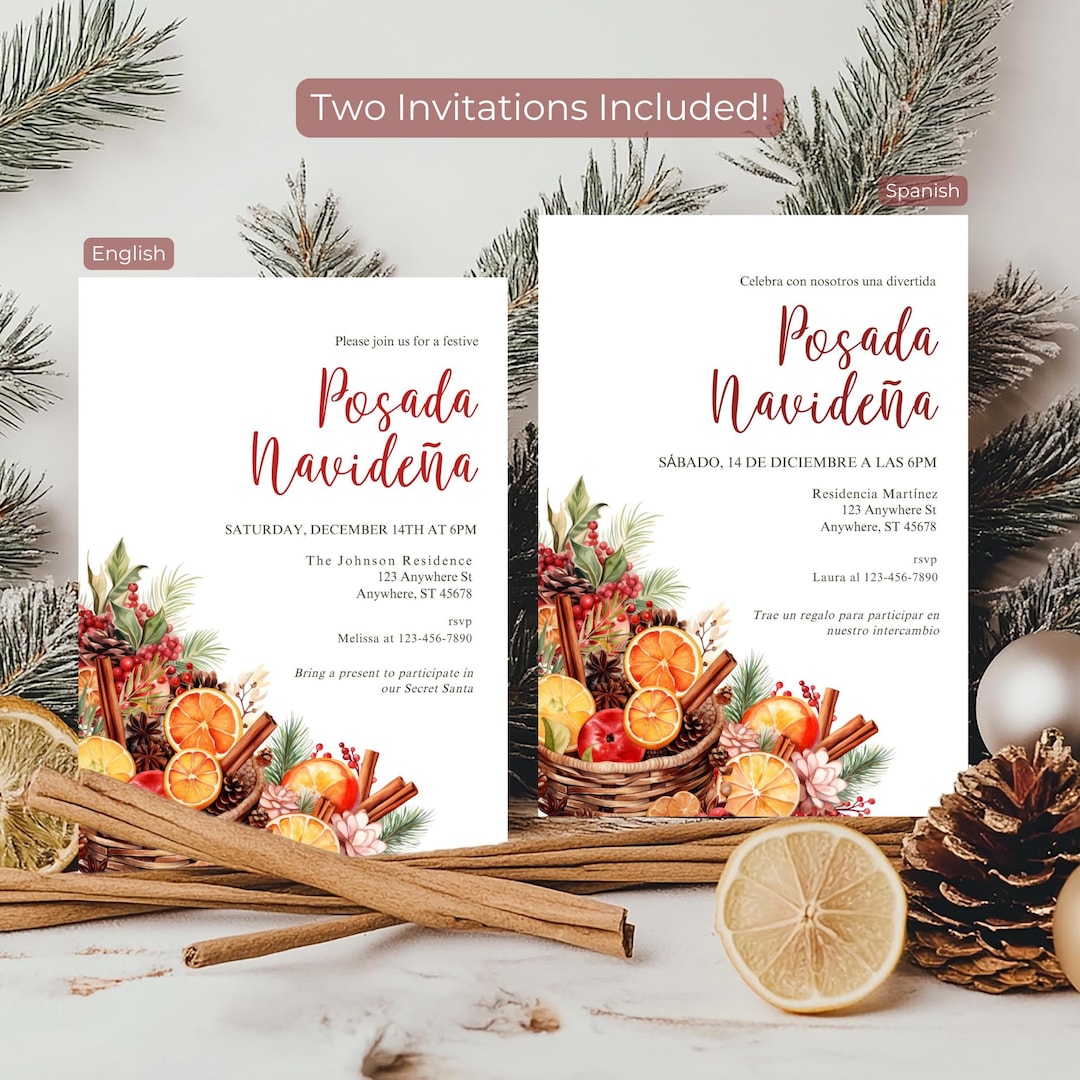 Editable Posada Navidena Invitation, Christmas Party Invite, Spanish ...