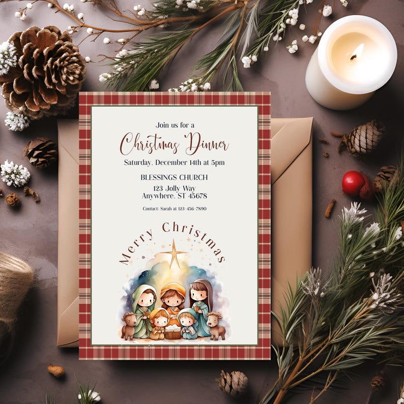 Editable Nativity Christmas Invitation, Church Christmas Dinner ...