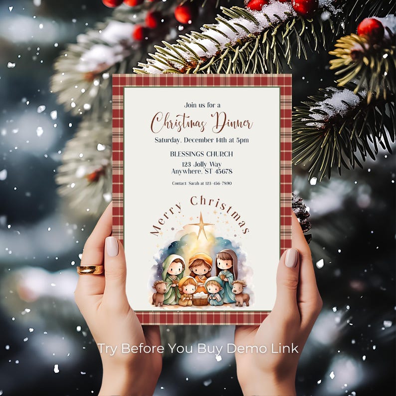 Editable Nativity Christmas Invitation, Church Christmas Dinner ...
