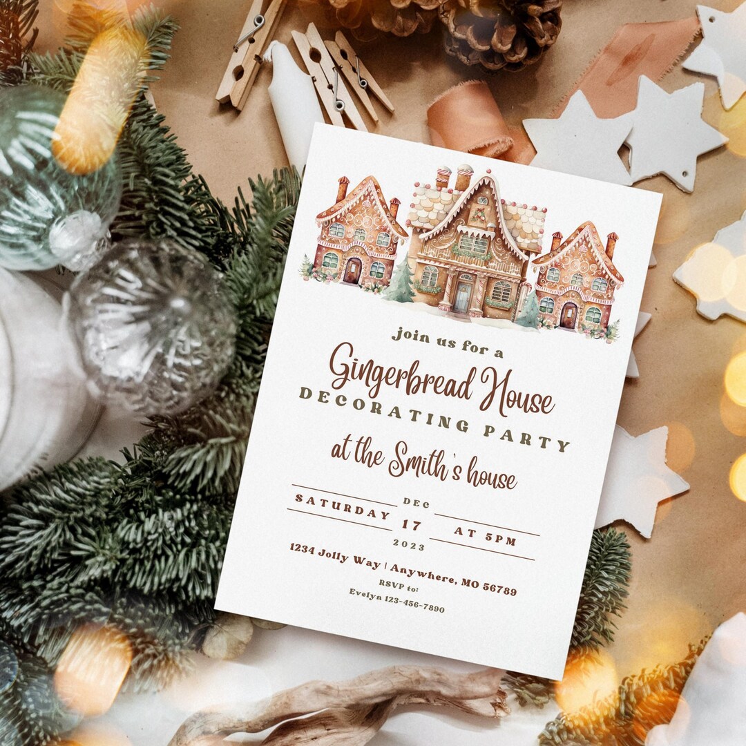 Gingerbread House Party Invitation, Decorating Party, Holiday Party ...