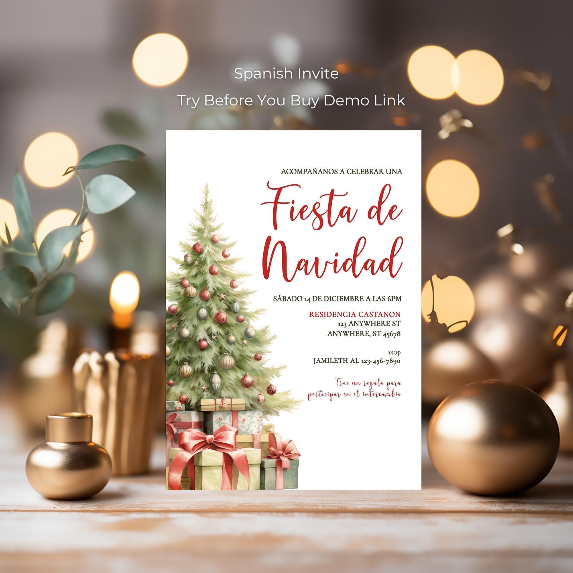 Spanish Christmas Party Invitation, Christmas Dinner Party, Holiday ...