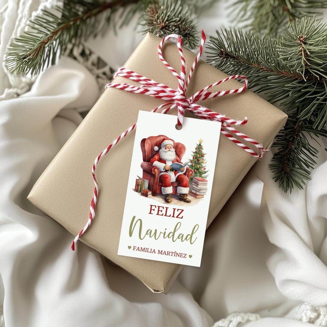 Spanish Christmas Gift Tag, Santa Gift Tag, Thank You Tag, Holiday Gift ...