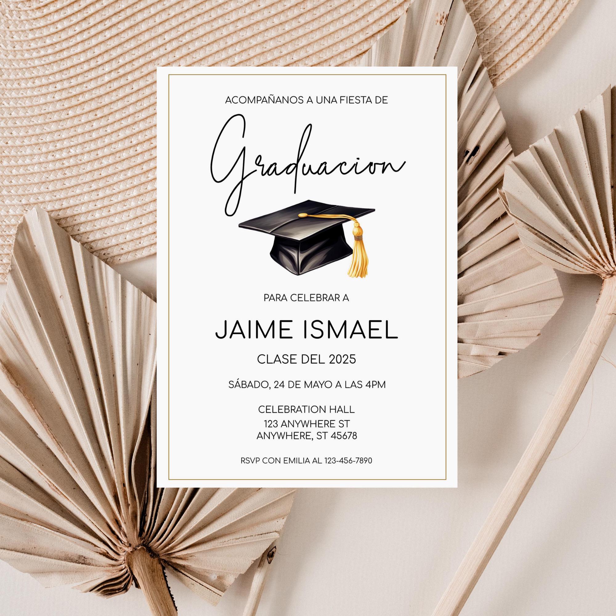 Editable Spanish Graduation Party Invitation, Graduation Announcement ...