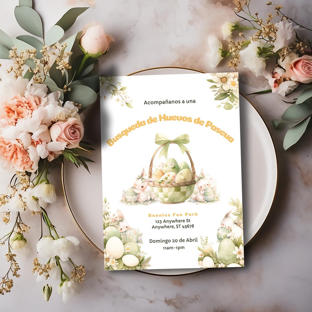 Invitation De Busqueda De Huevos De Pascua, Spanish Easter Egg Hunt ...