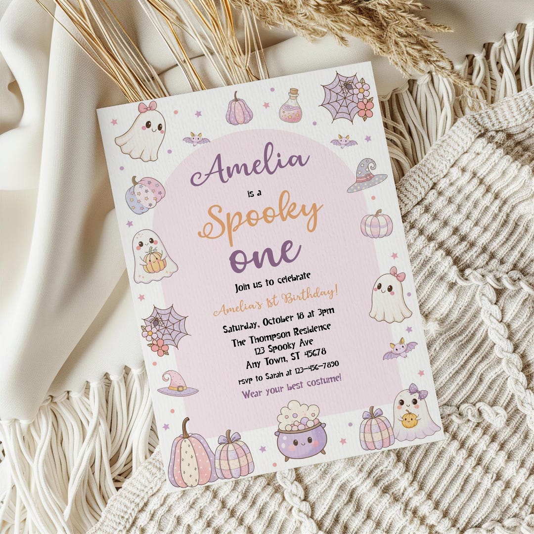 Spooky One Birthday Invitation, First Halloween Birthday Invitation ...