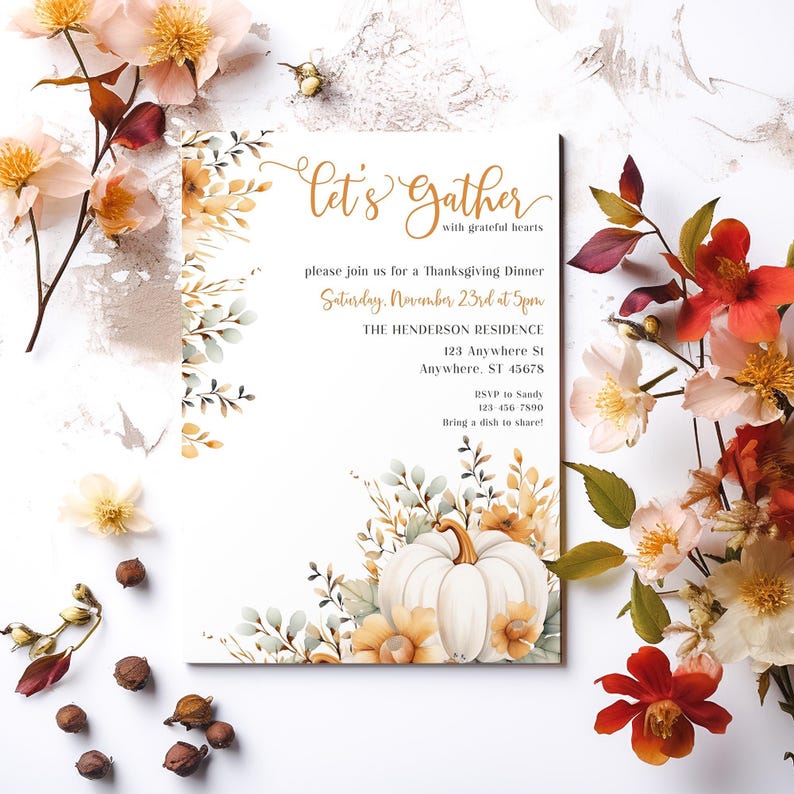 Editable Thanksgiving Invitation, Religious Thanksgiving Invitation ...