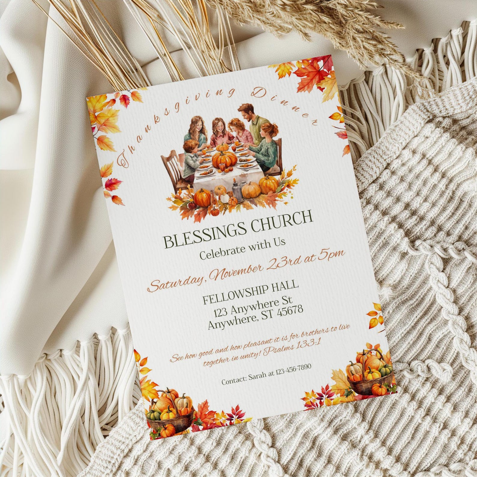Religious Thanksgiving Dinner Invitation, Let's Gather Invitation ...