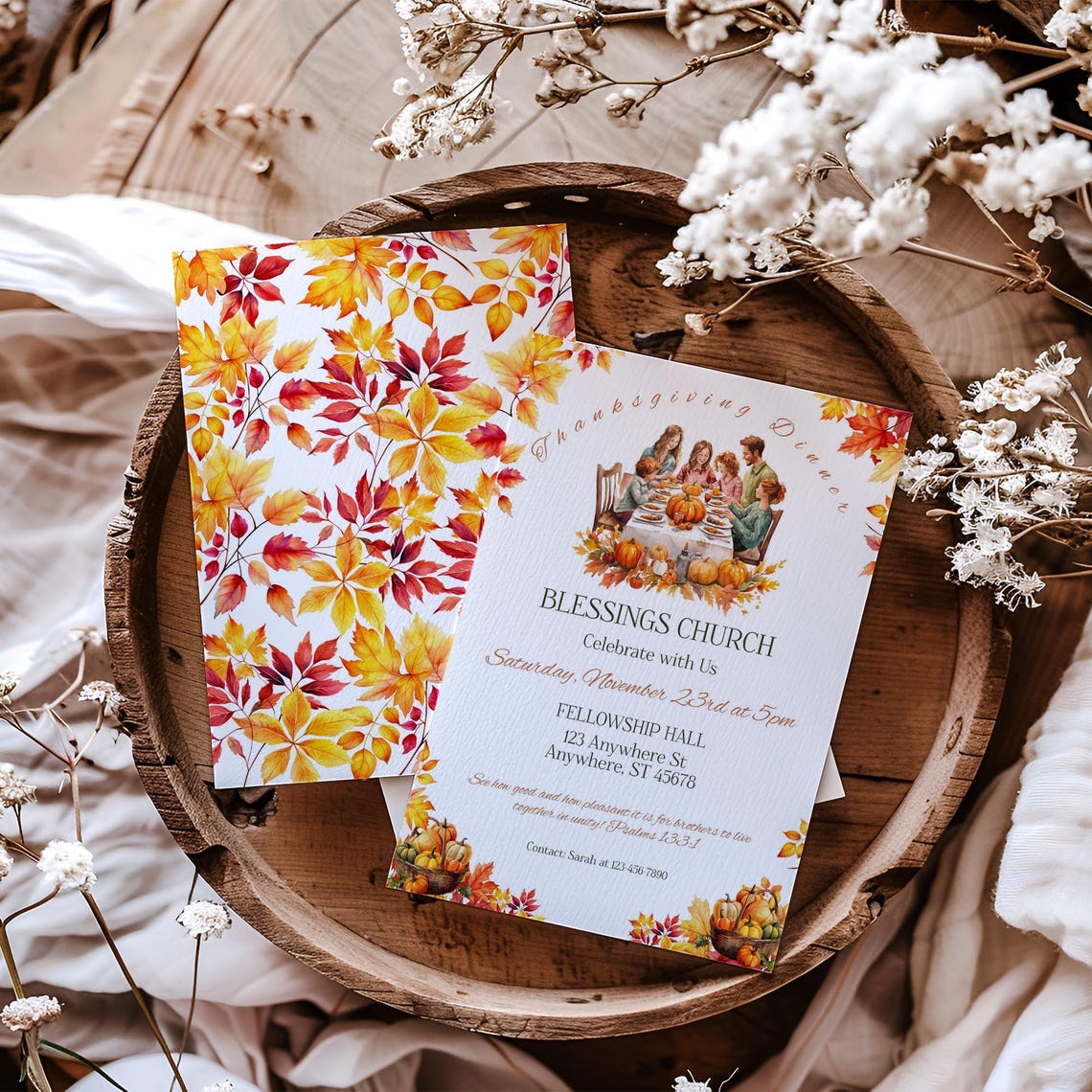 Religious Thanksgiving Dinner Invitation, Let's Gather Invitation ...