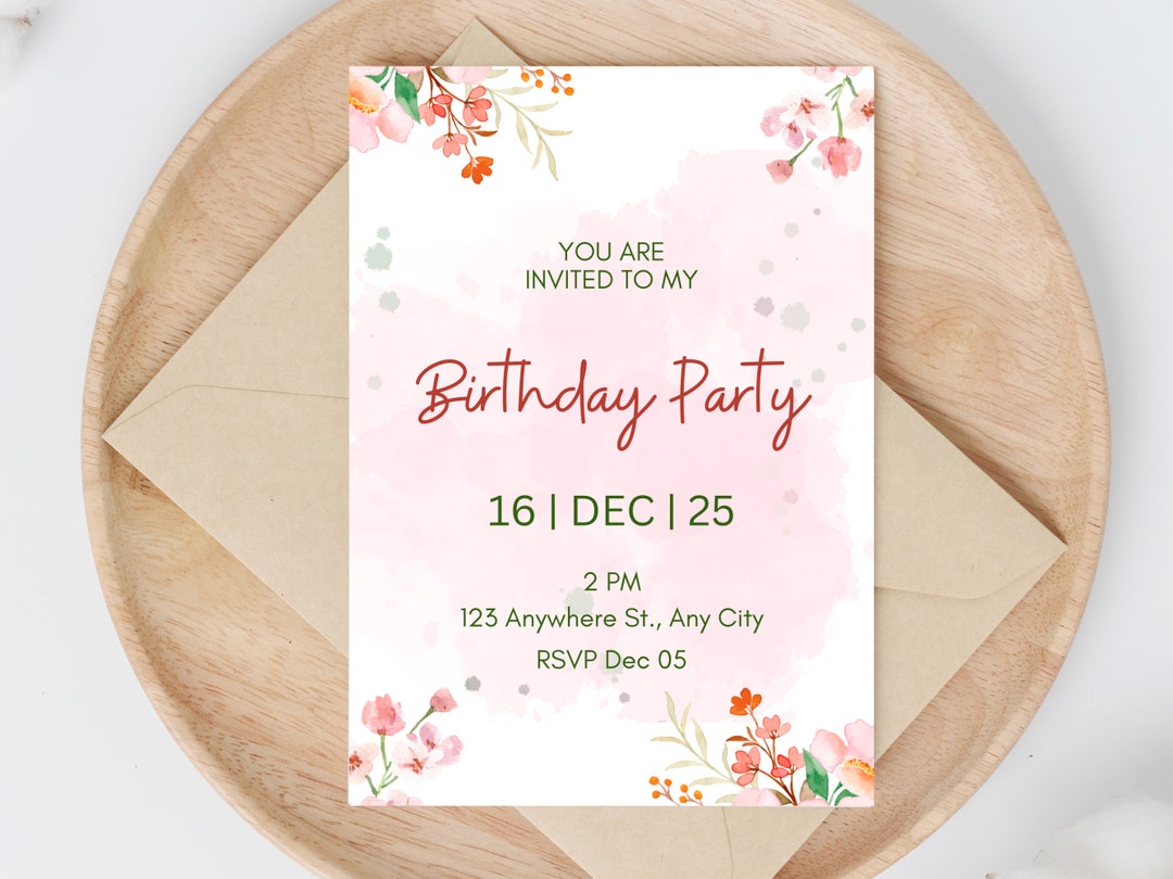 Kids Birthday Invite Template L Girl Birthday Invitation Editable L ...