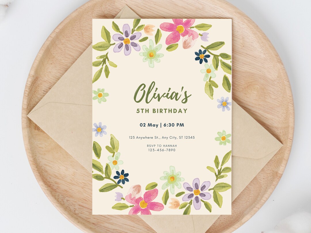 Kids Birthday Invite Template L Girl Birthday Invitation Editable L ...