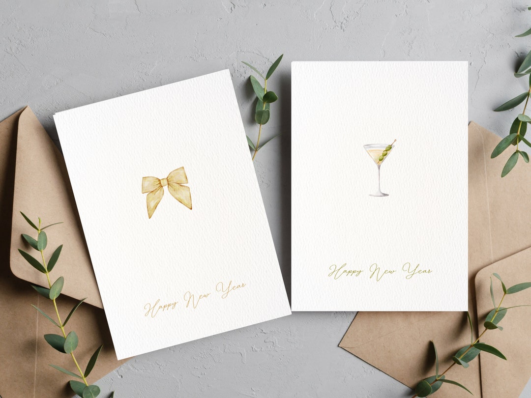 12 New Year Cards Digital L Printable New Years Cards Bundle L Set of ...