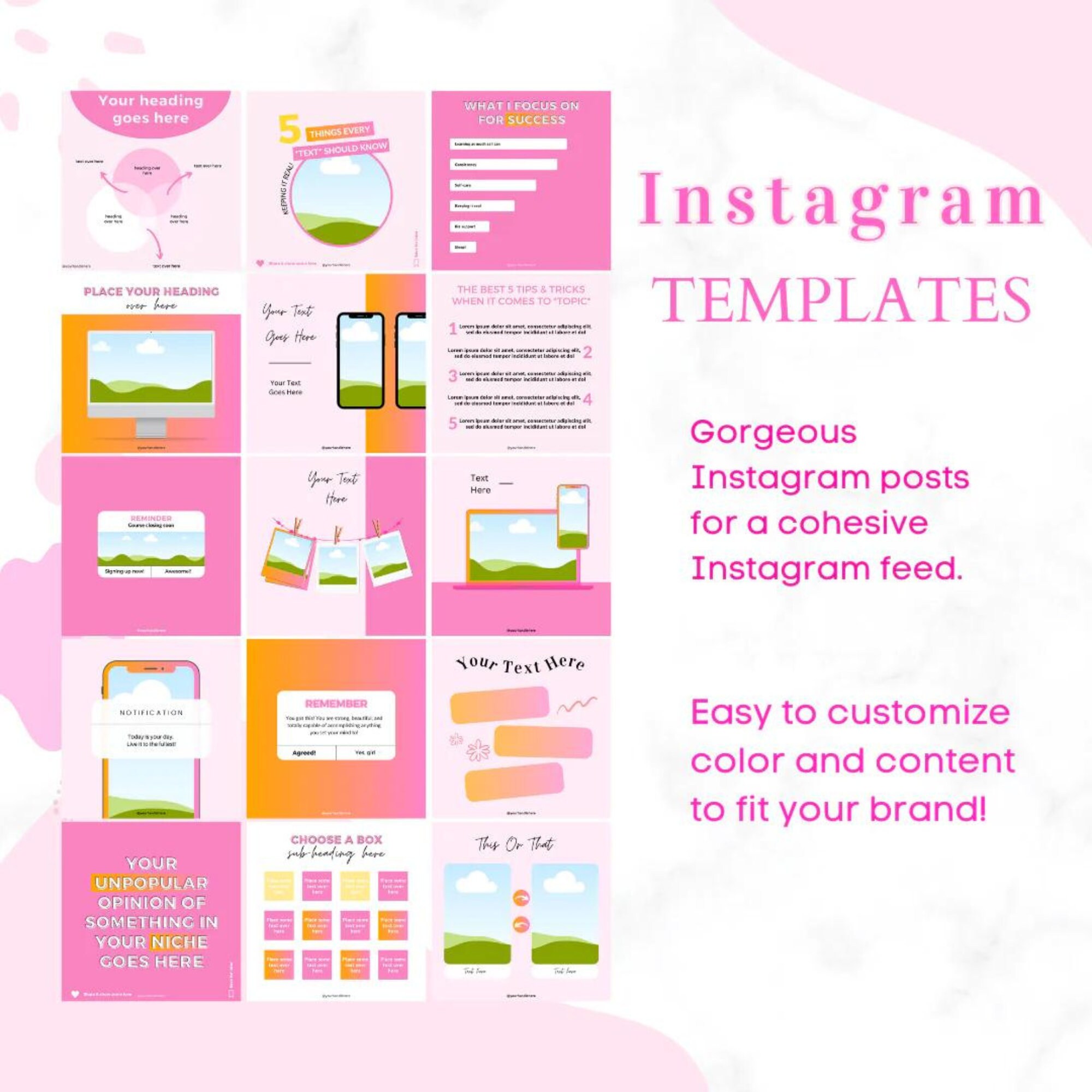 Instagram Editable Customizable Template - Etsy