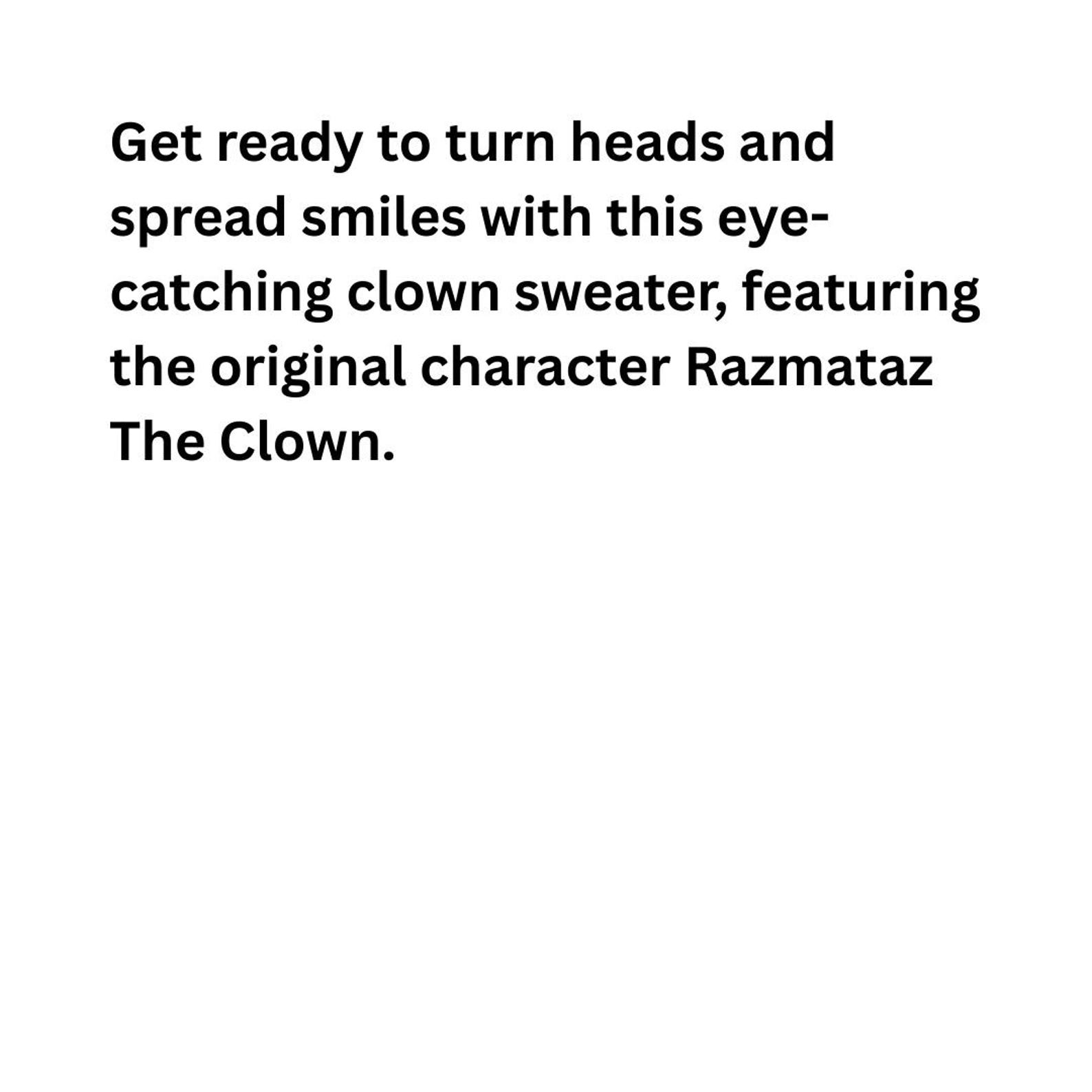 Clown Sweater, Clowncore Clothing, Kidcore Jumper, Razmataz Character ...