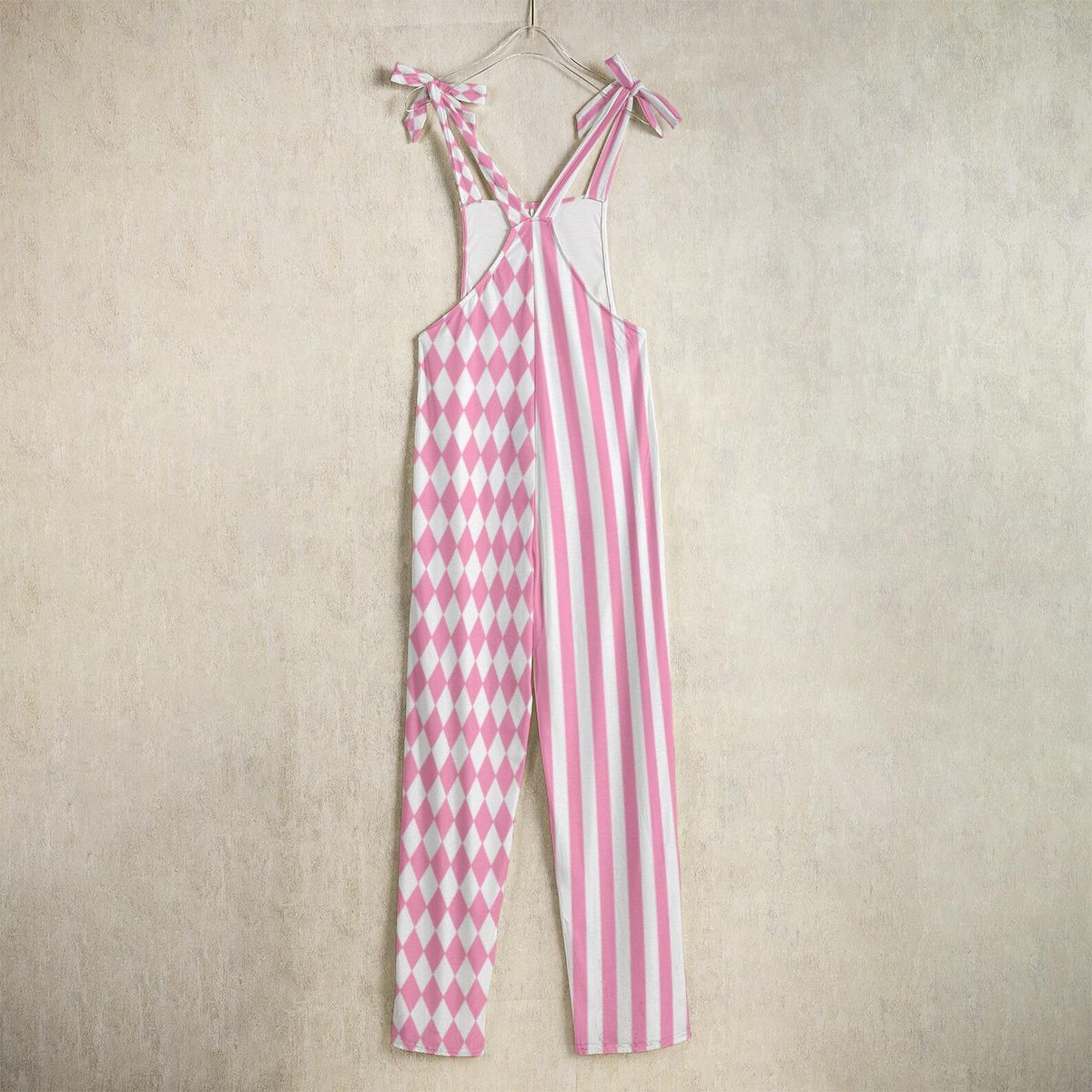 Pink Clown Costume Overalls, Harlequin and Striped Split Leg Clowncore ...