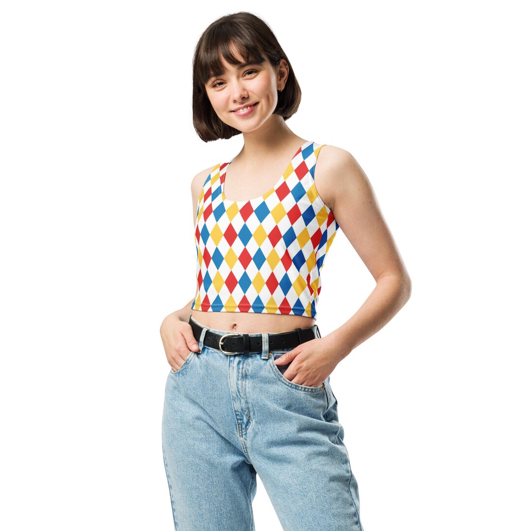 Clowncore Crop Top Tank, Kidcore Harajuku Tee, Circus Clown Aesthetic ...