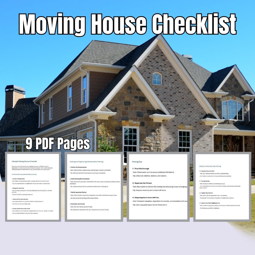 Moving House Checklist Printable Comprehensive Moving Guide Organized ...