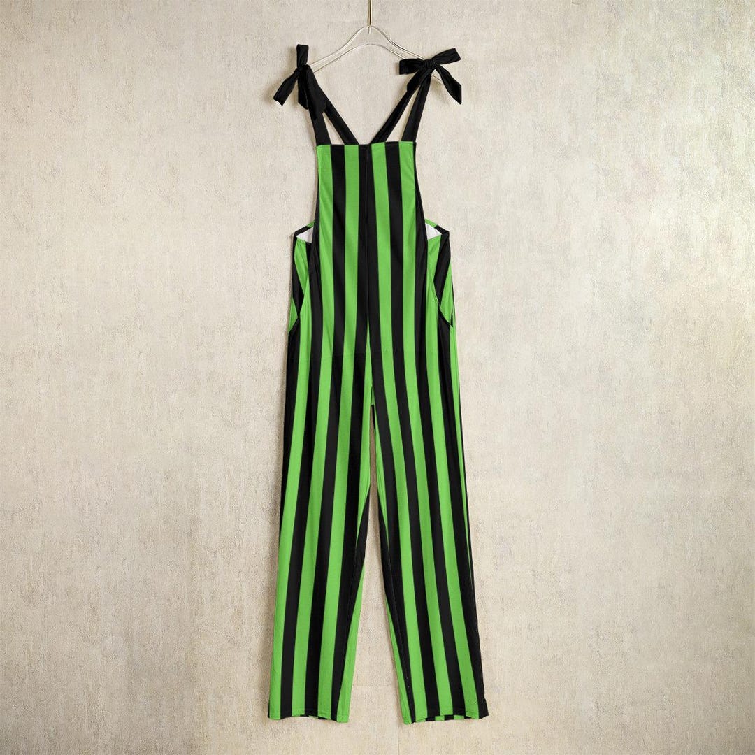 Clown Costume Overalls: Clowncore Pants, Black and Green Stripe ...