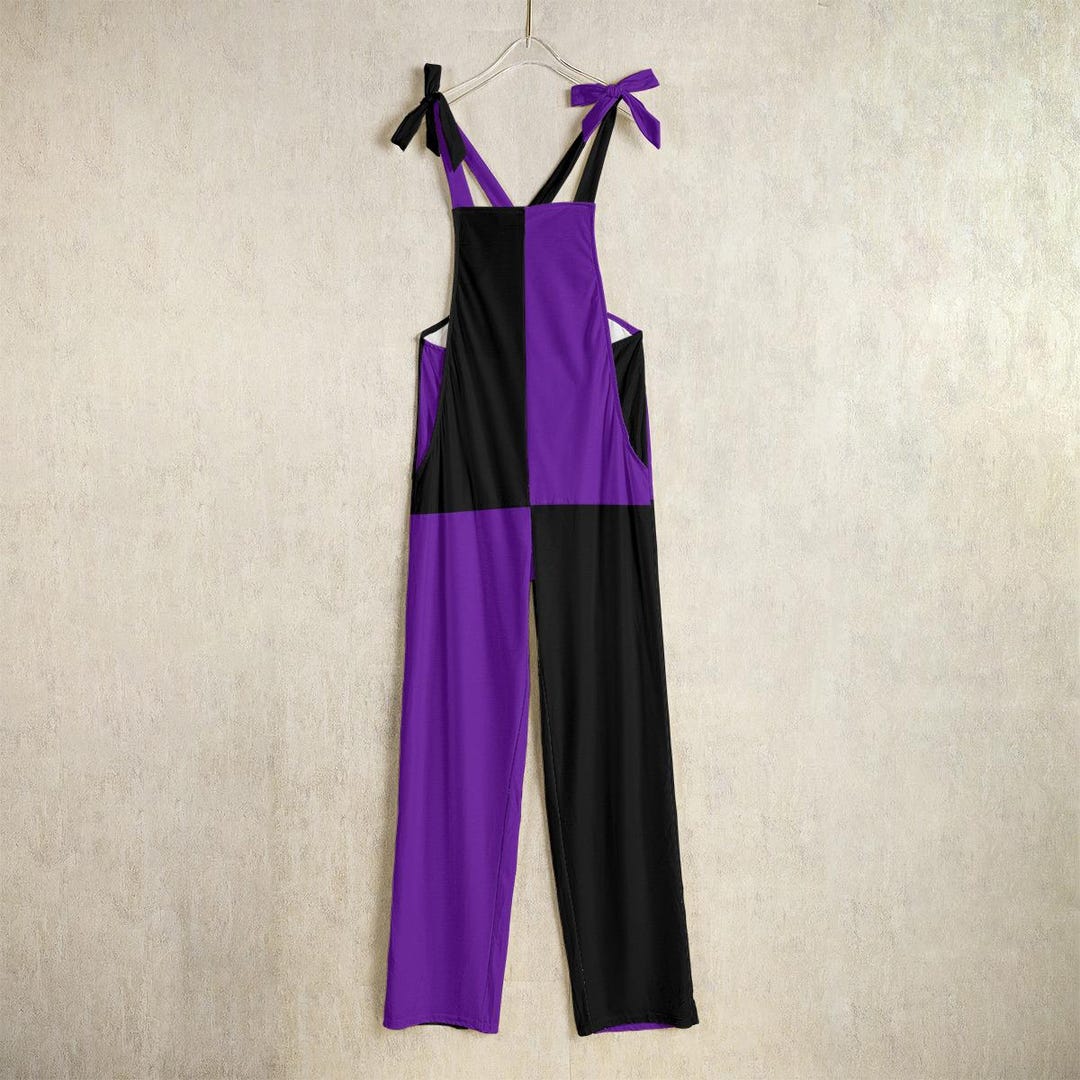 Motley Jester Costume Overalls: Black and Purple Clowncore Pants ...