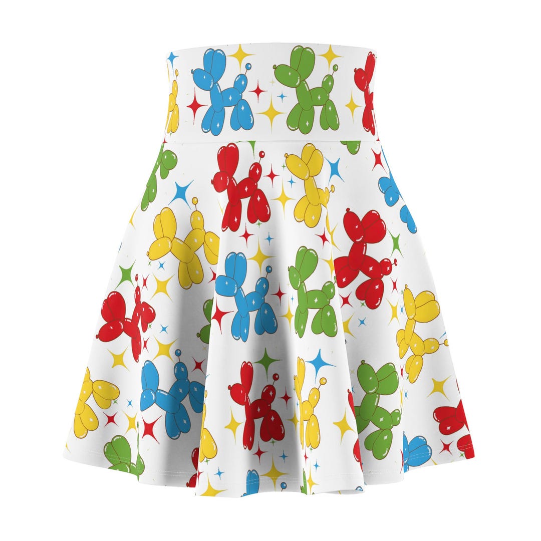 Clowncore Skater Skirt, Balloon Dog Print, Kidcore Clothing, Women's ...