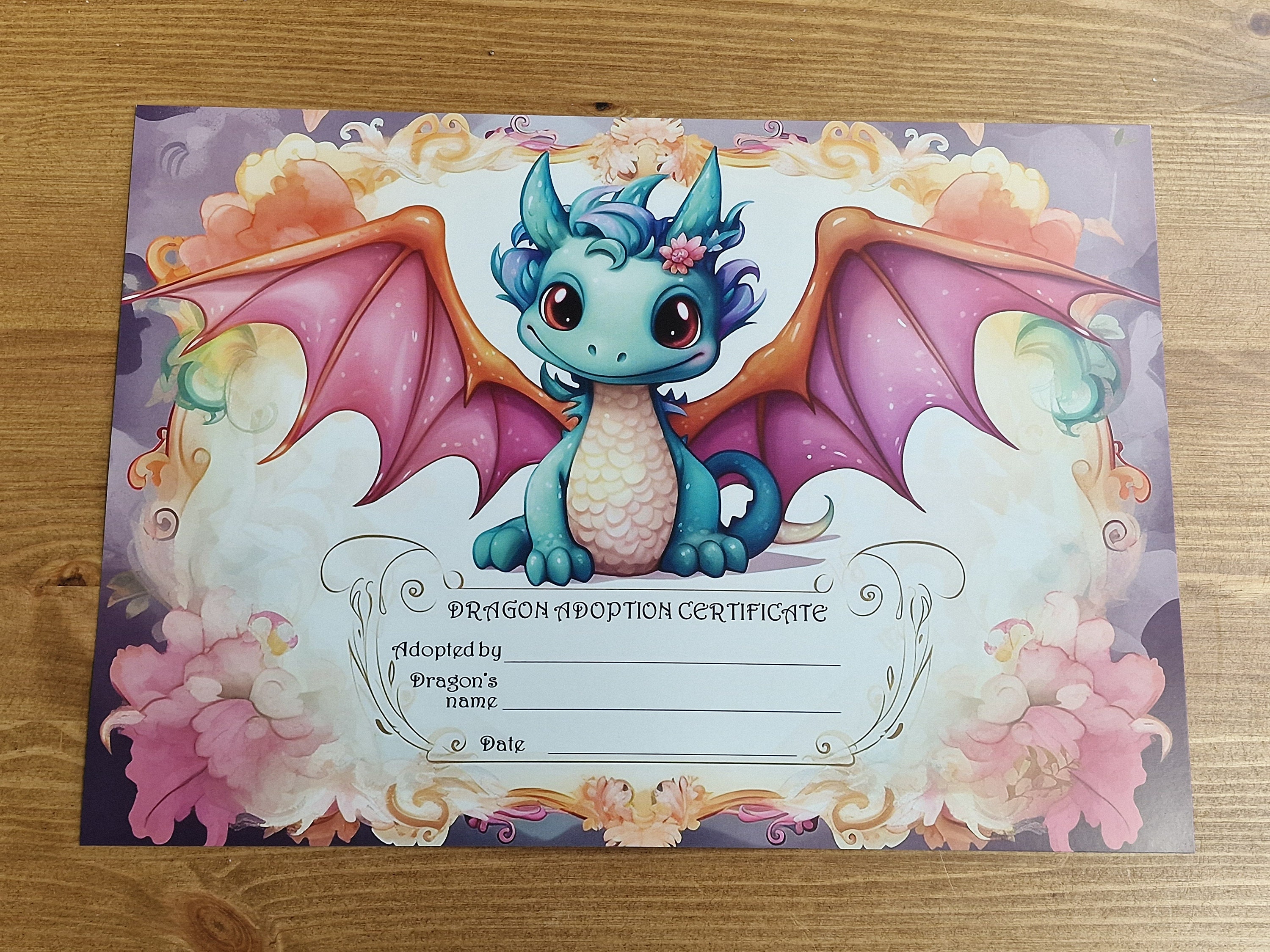 Dragon Adoption Certificate, Pet Adoption Party, Adopt A Dragon, Adoption Gifts, Dragon ...