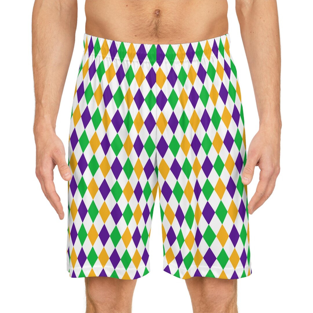 Mardi Gras Basketball Shorts, Carnival Athletic Wear, Festival Running ...