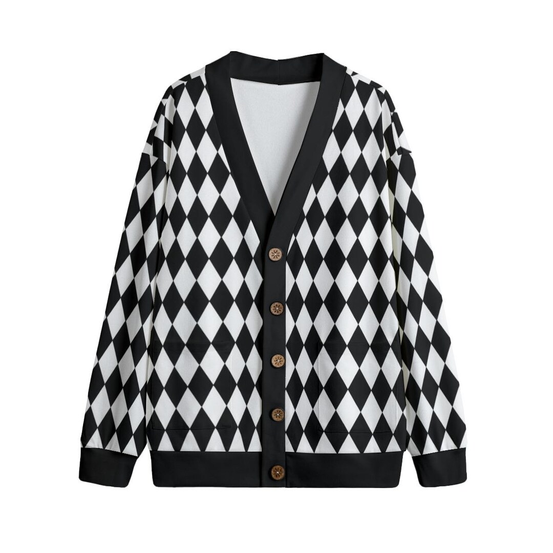 Clown Cardigan: Clowncore Sweater, Jester Clothing, Black and White ...