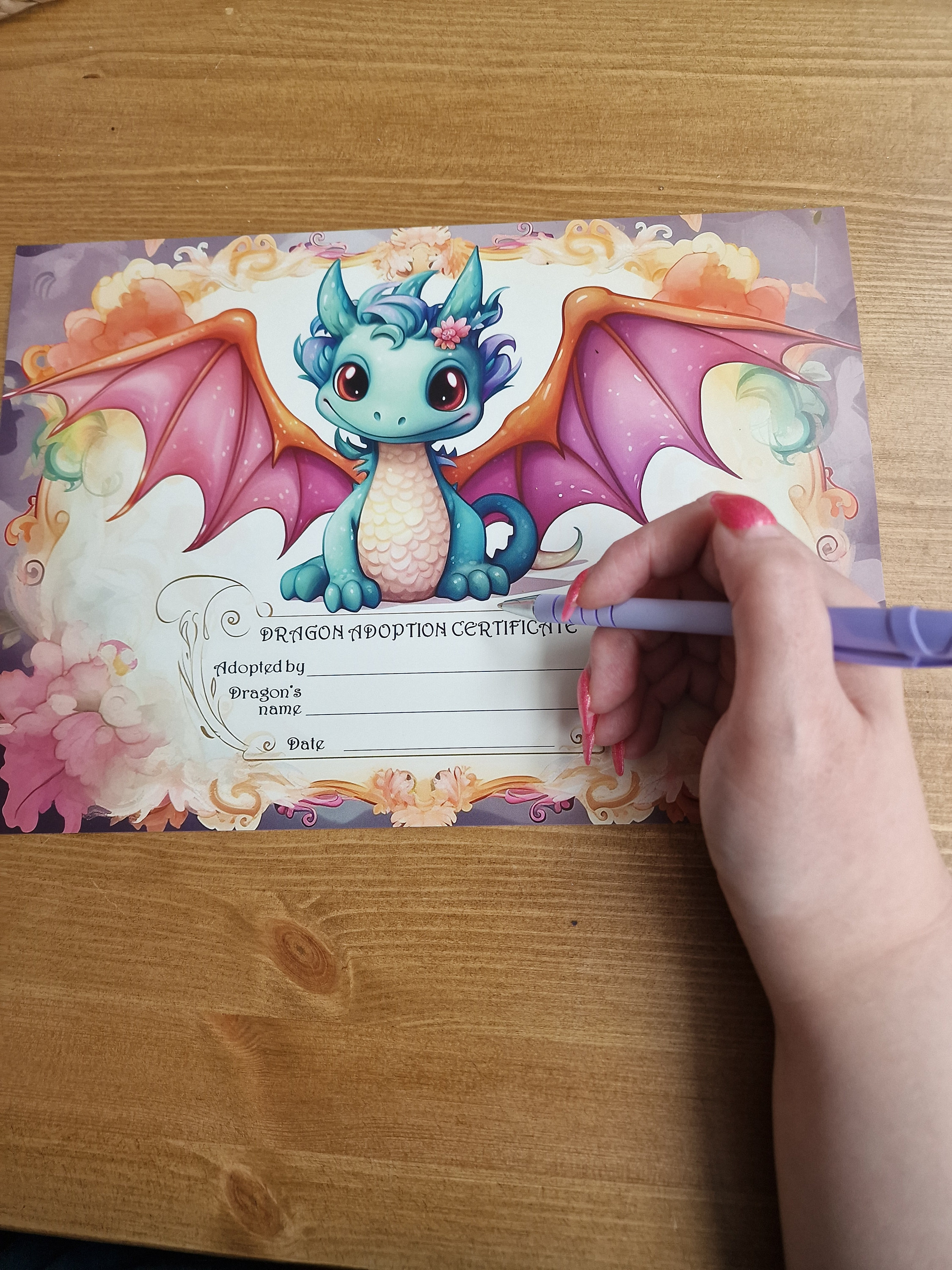 Dragon Adoption Certificate, Pet Adoption Party, Adopt A Dragon, Adoption Gifts, Dragon ...