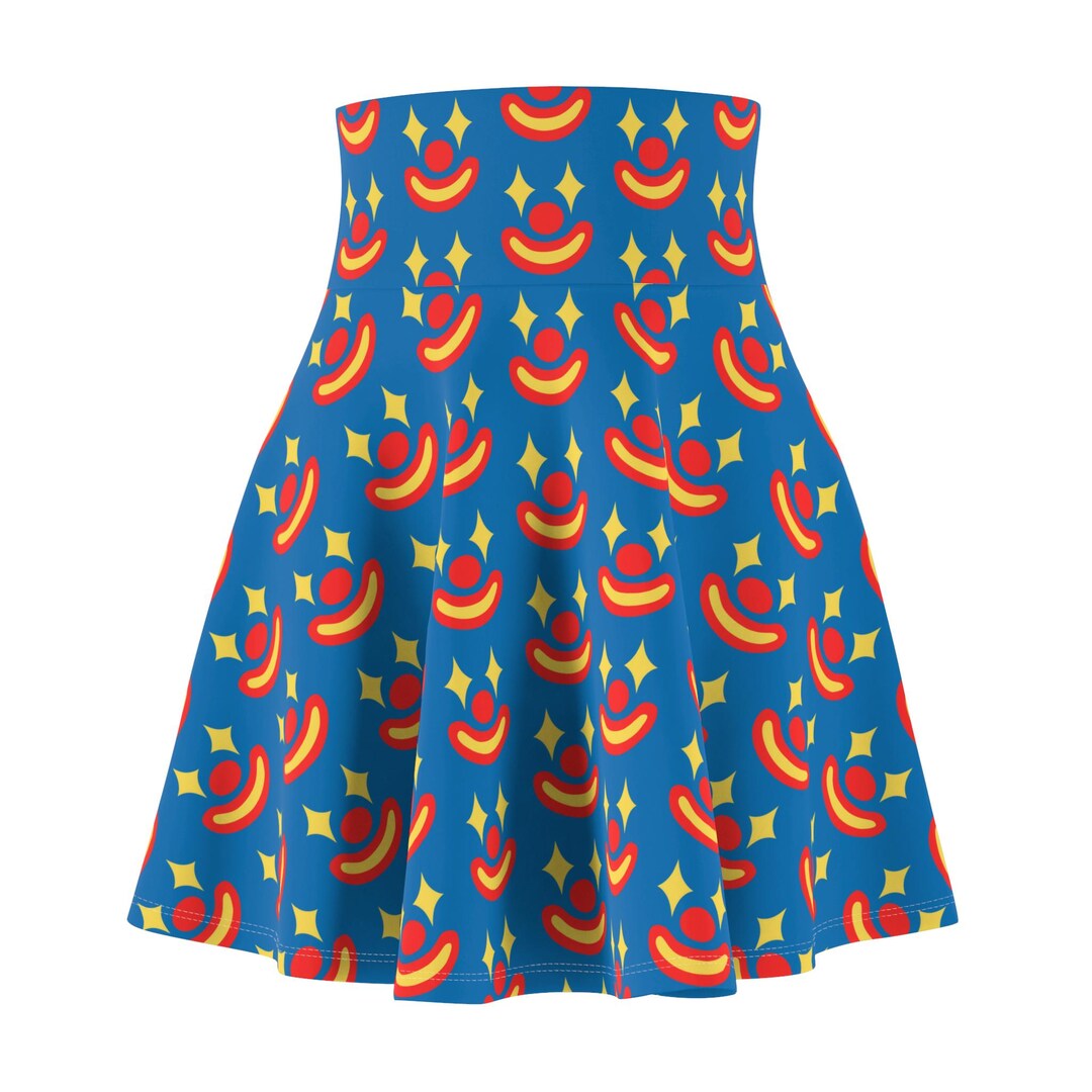 Clowncore Skater Skirt, Kidcore Clothing, Clown Face Print, Women's ...