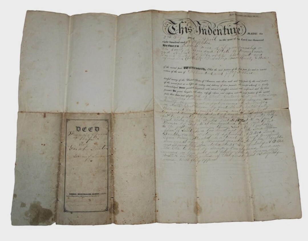 Antique Deed 1853 Indenture Deed Altoona Pa Loudensville - Etsy