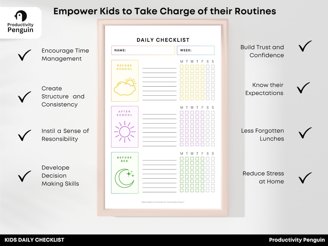 Printable Kids Checklist PDF, Editable Children’s To-do List, Fun Chore ...