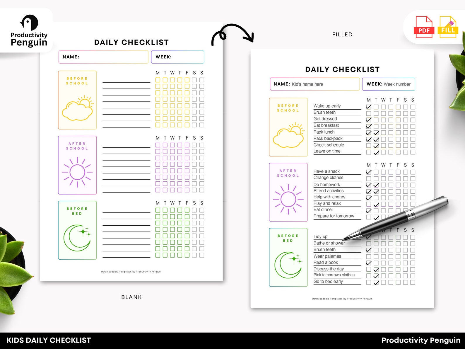 Printable Kids Checklist PDF, Editable Children’s To-do List, Fun Chore ...