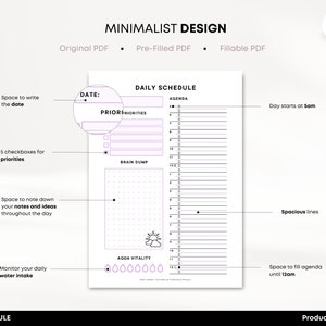 Printable Daily Planner, Digital Organizer Template, Fillable PDF ...